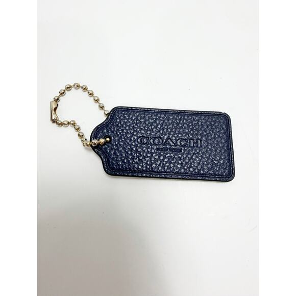 Coach | Accessories | Coach Navy Blue Pebbled Leather Hang Tag ...